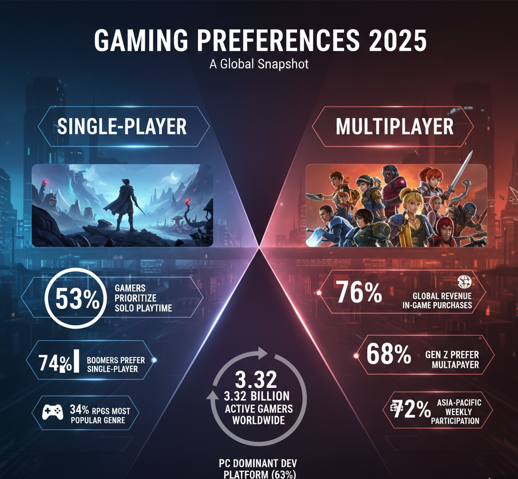 Multiplayer vs Single-Player Gaming Statistics 2025 - Quantumrun Foresight